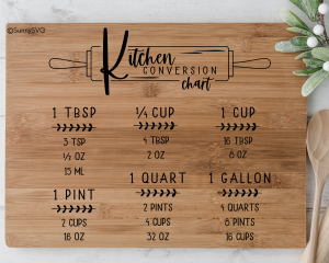 Kitchen Conversion Chart - Free SVG Cut File - Sunny SVG