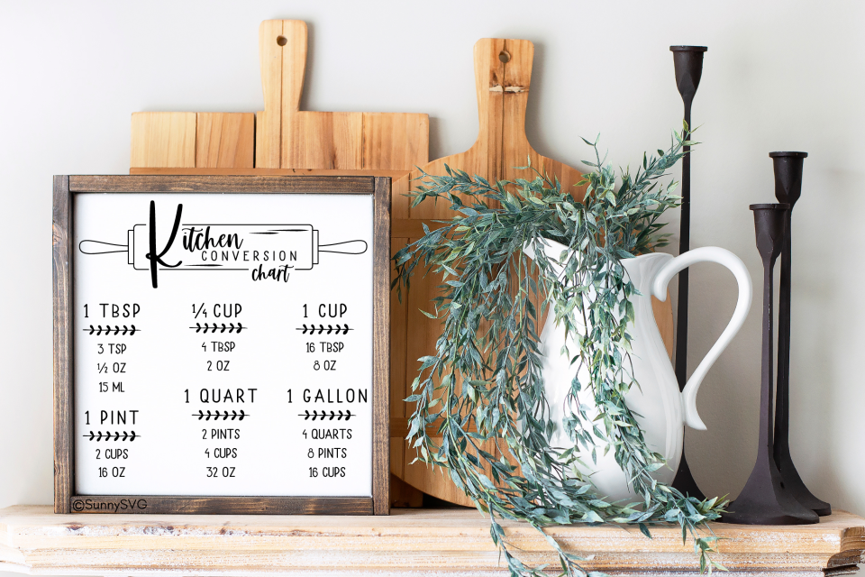 Kitchen Conversion Chart - Free SVG Cut File - Sunny SVG