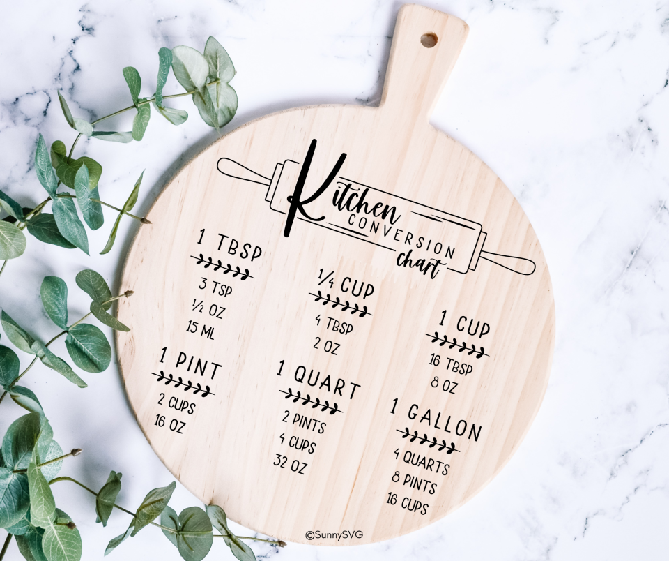Kitchen Conversion Chart - Free SVG Cut File - Sunny SVG