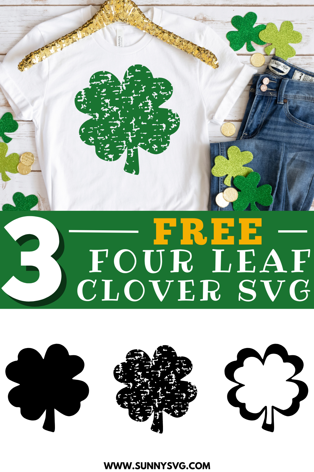 Four Leaf Clover - Free SVG Cut File - Sunny SVG