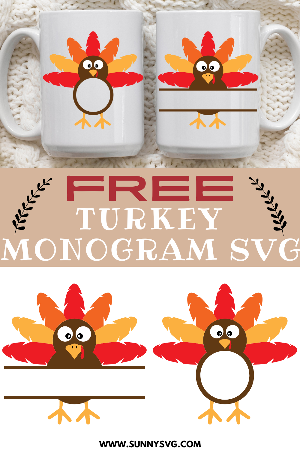 2 Free Turkey Monogram SVG - Sunny SVG