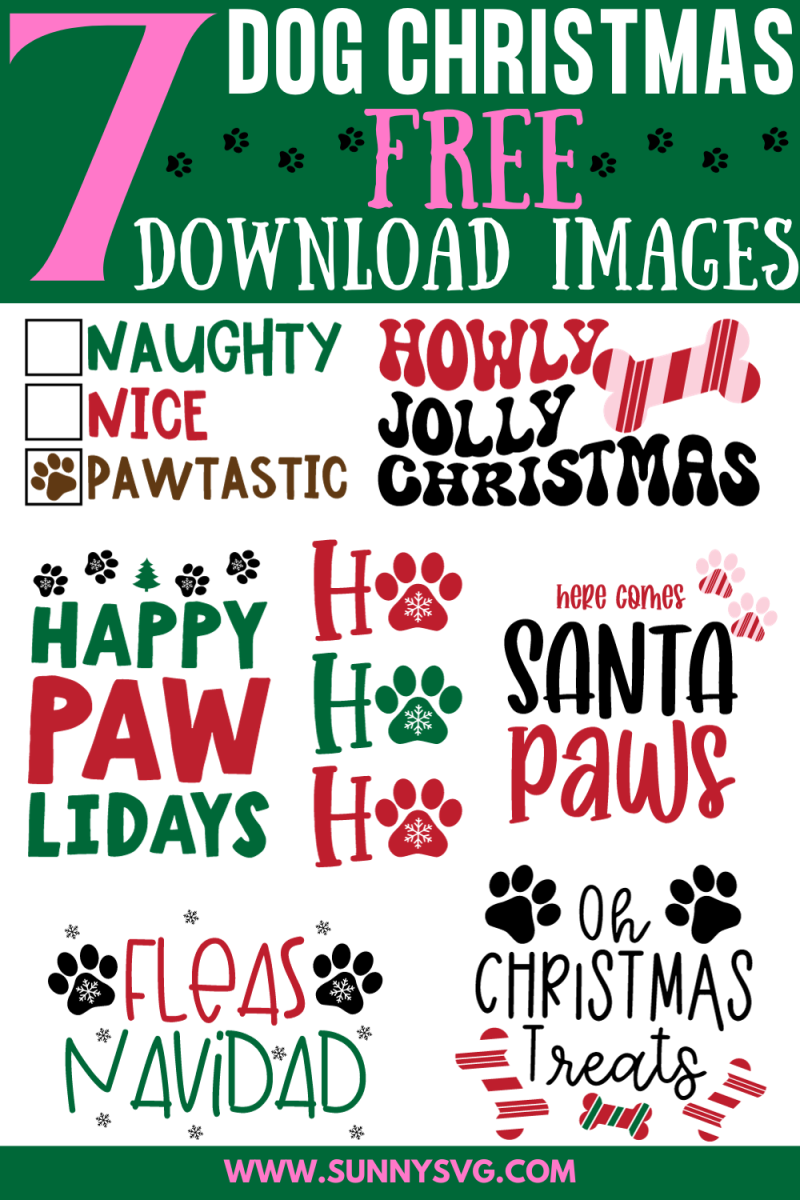 7 Free Dog Christmas SVG Cut Files - Sunny SVG