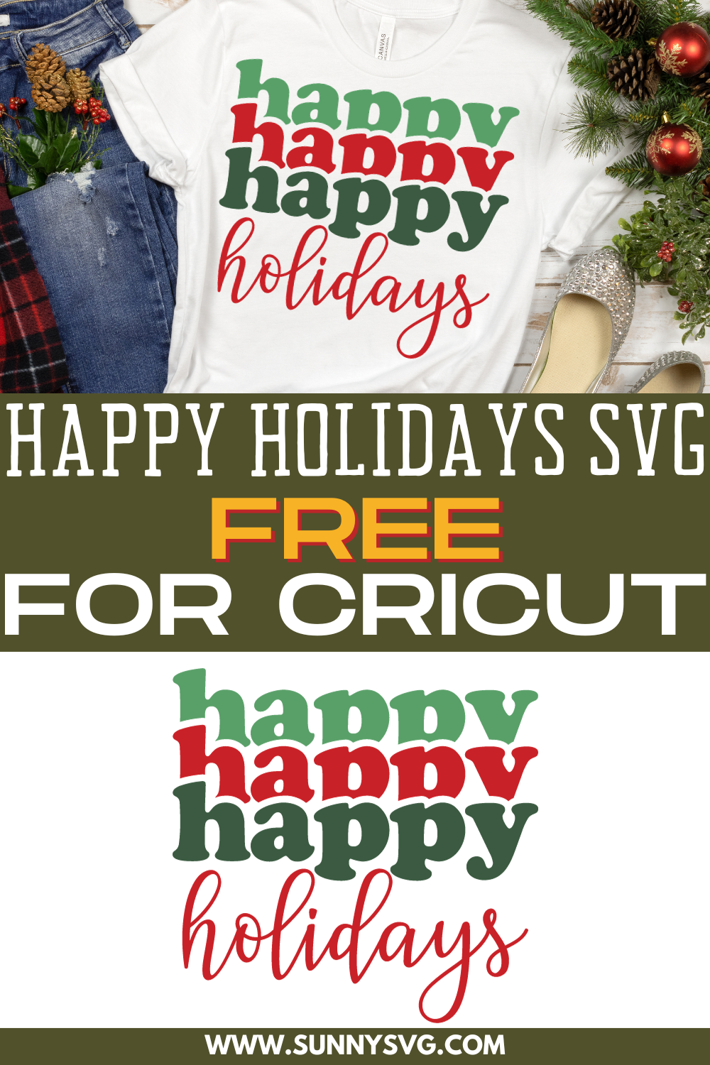 Happy Holidays SVG - Free Cut File - Sunny SVG