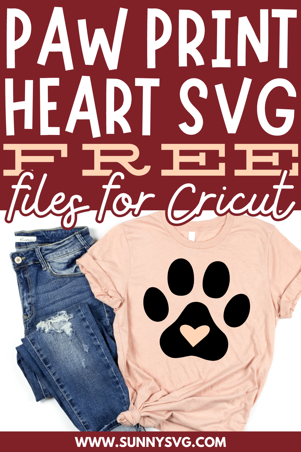 Paw Print Heart SVG - Free Cut File - Sunny SVG