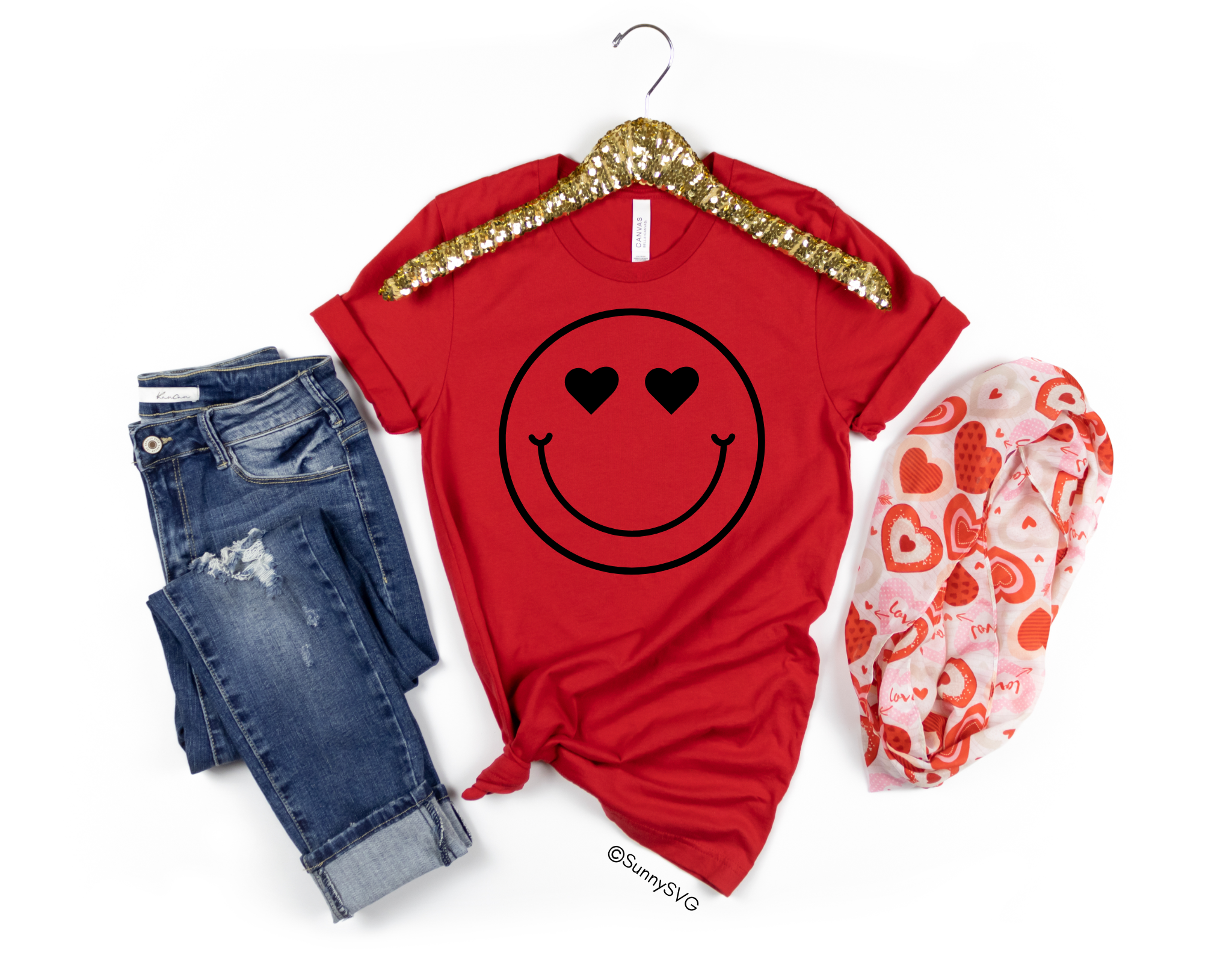 Heart Eye Smiley Face SVG - Free Cut File - Sunny SVG