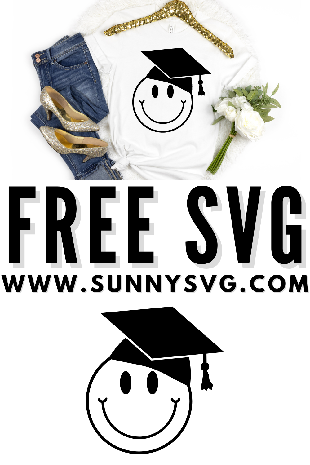Graduation Smiley Face SVG - Free Cut File - Sunny SVG