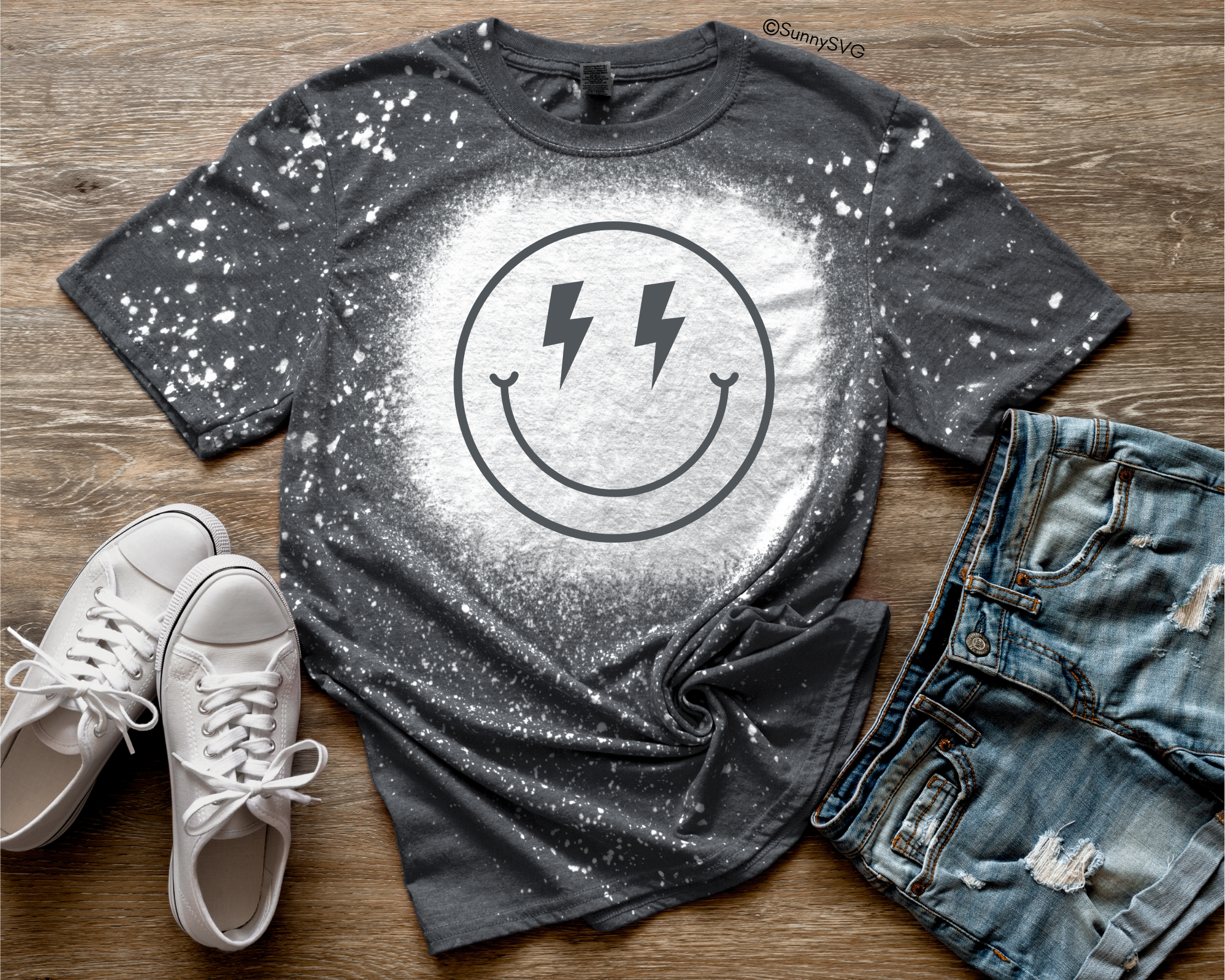 Lightning Bolt Smiley Face SVG - Free Cut File - Sunny SVG