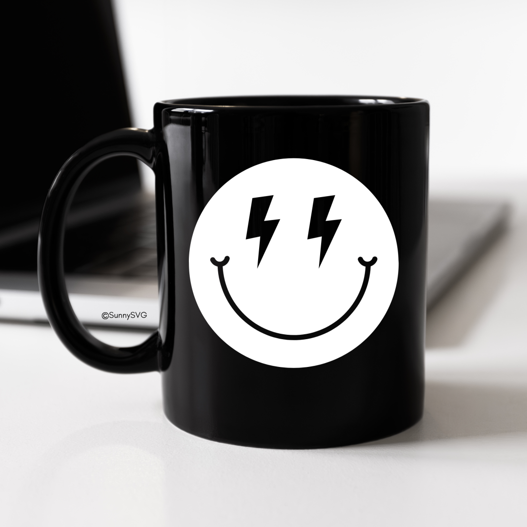 Lightning Bolt Smiley Face SVG - Free Cut File - Sunny SVG